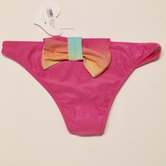 Lolli | Swim | Pink Rainbow Cheeky Bow Bikini Swim Bottom | Poshmark